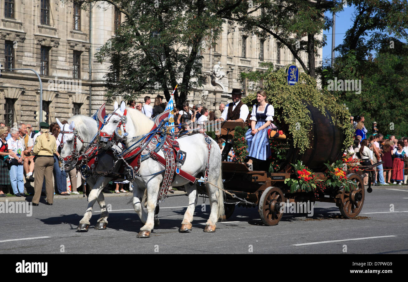 Traditional bavarian costume parade at the Oktoberfest, Octoberfest ...