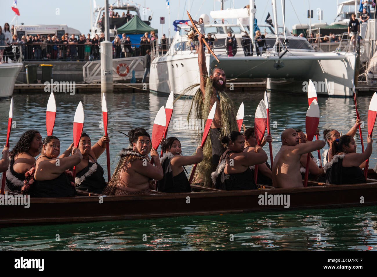 A waka arrives in the Viaduct Marina - one of approx 20 wakas - as part ...