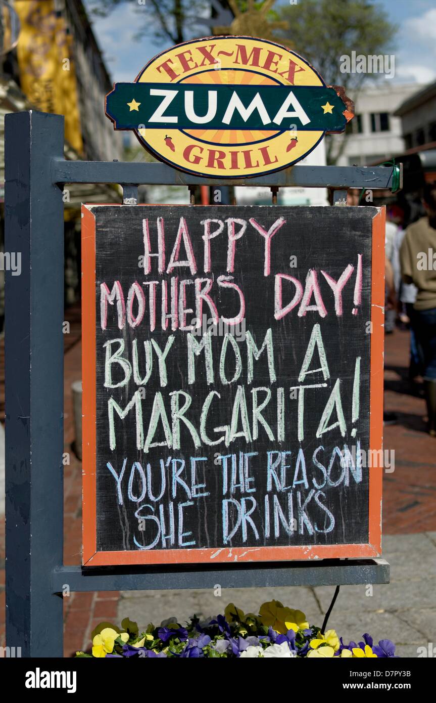 Boston, Massachusetts USA - May 12 2013 - Sign outside of Zuma tex-mex ...