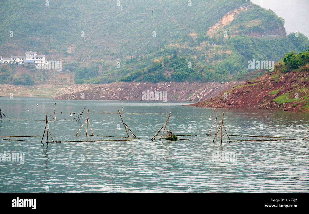 Fishing traps on the Yangtze River, China Stock Photo - Alamy