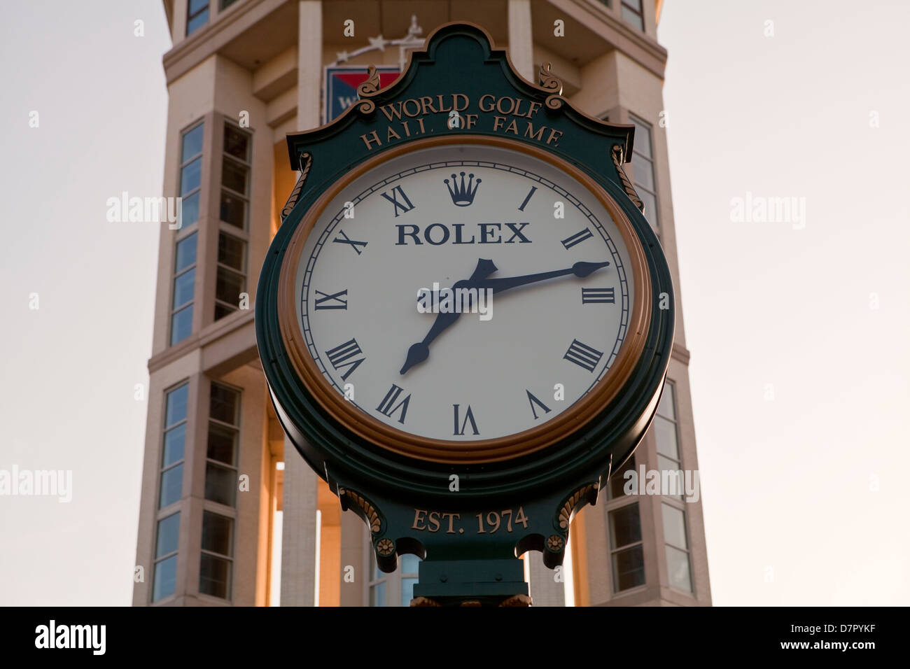 A huge Rolex Clock is seen at the World Golf Hall of Fame in St ...