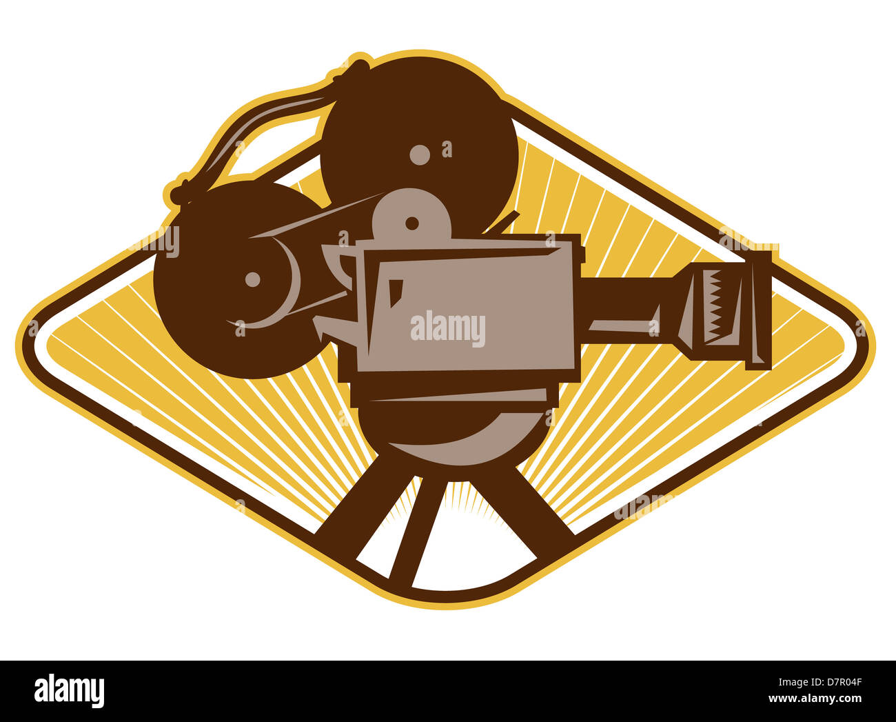 Illustration of a vintage movie film motion-picture camera set inside ...