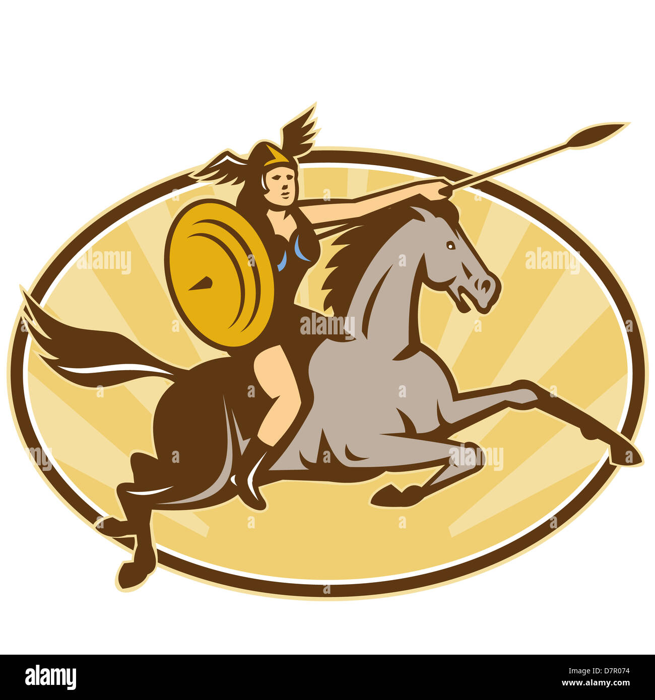 Illustration of valkyrie of Norse mythology female rider warriors ...