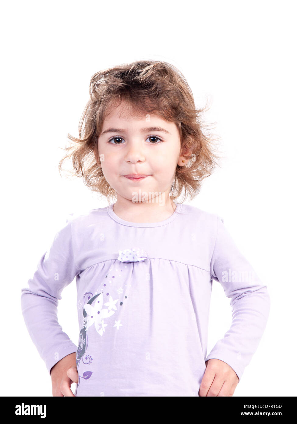 Little girl on a white background Stock Photo - Alamy