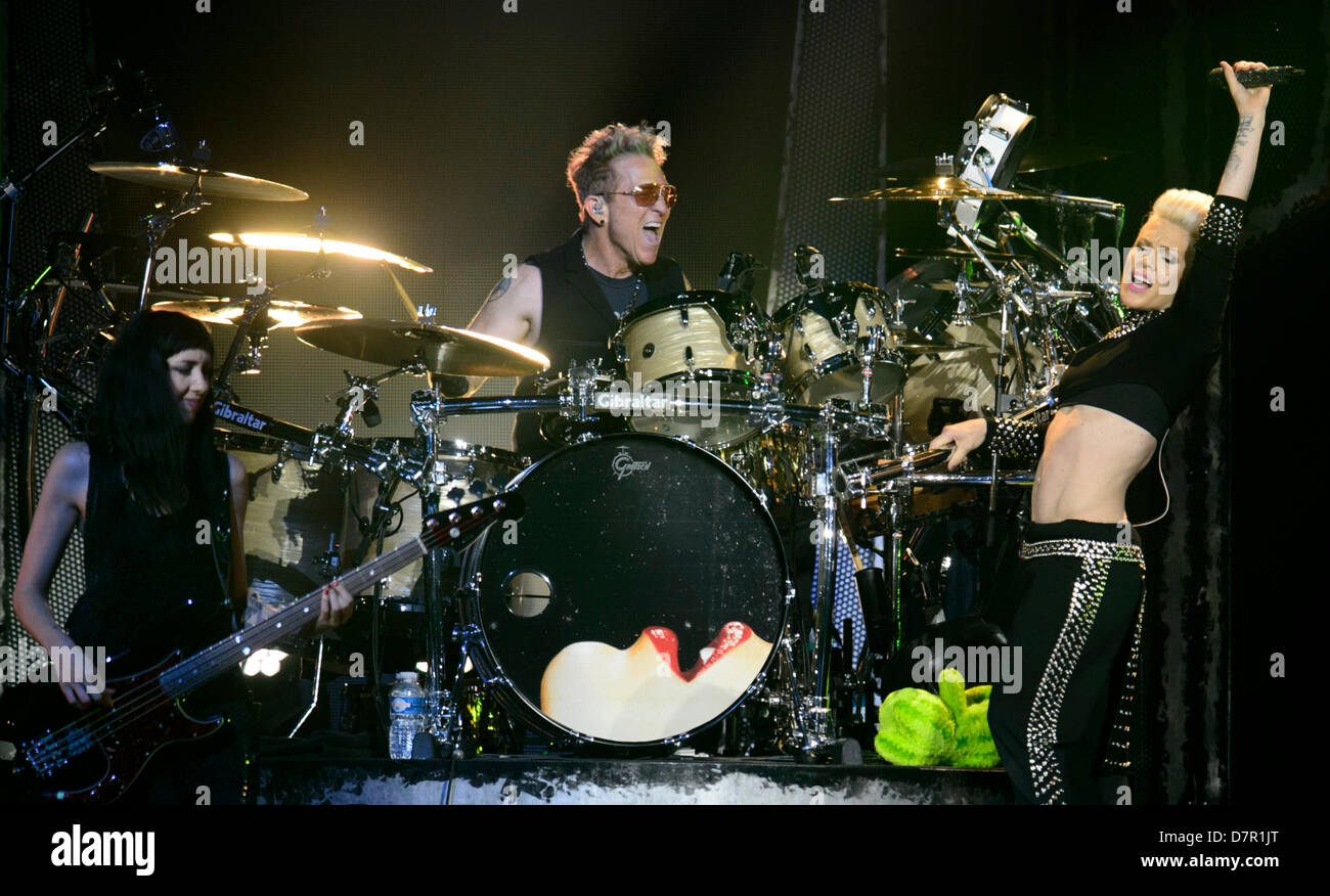 US pop singer Pink performs during her show in Prague, Czech Republic ...