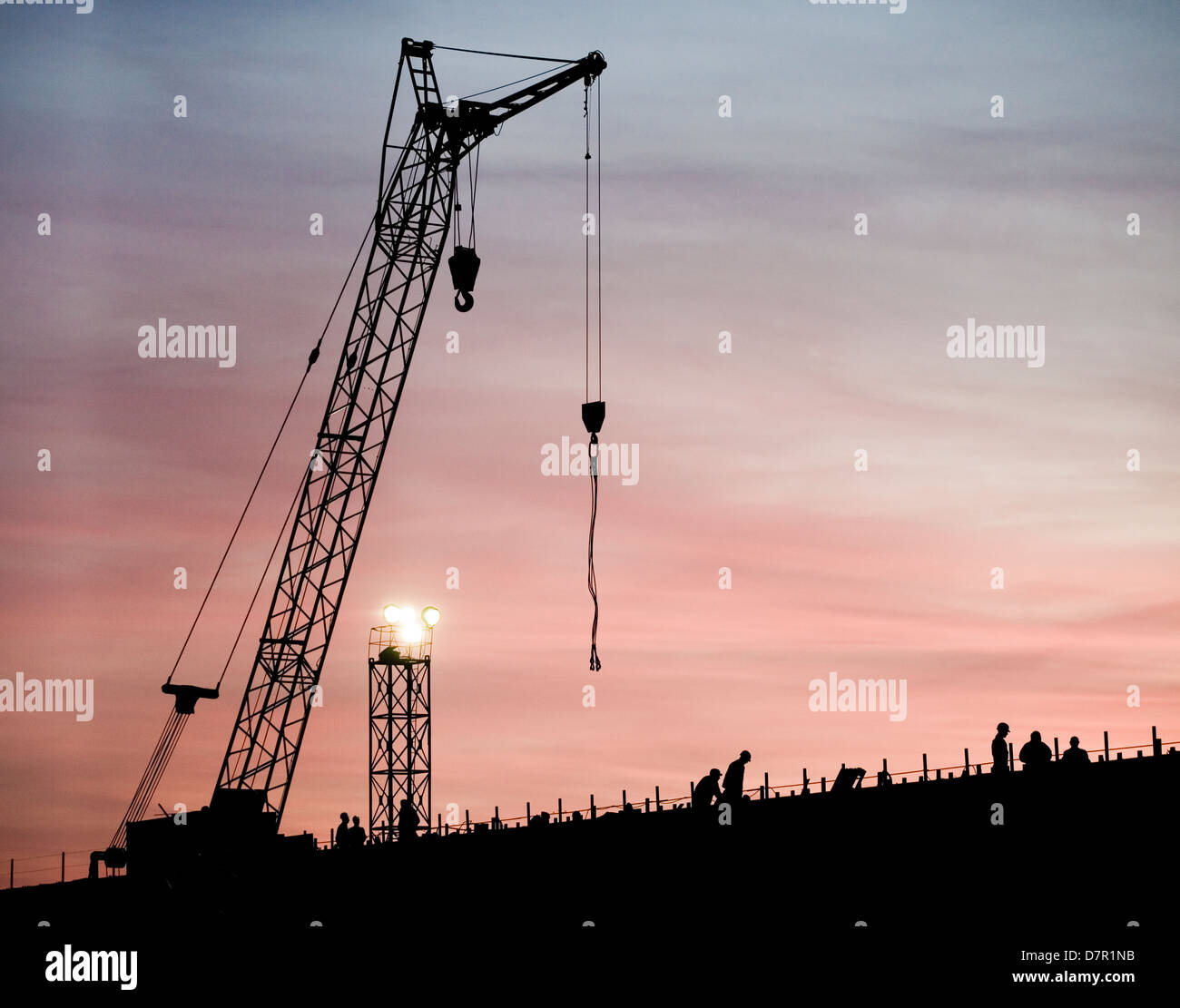 Building of bridge. Crane Stock Photo - Alamy