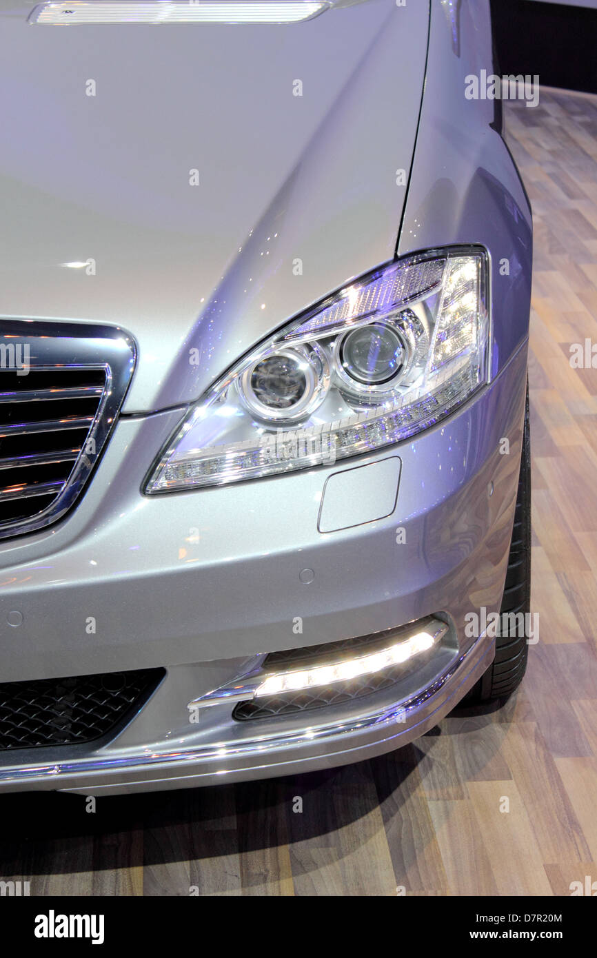 Detail of a trendy headlight from a modern car of european design ...