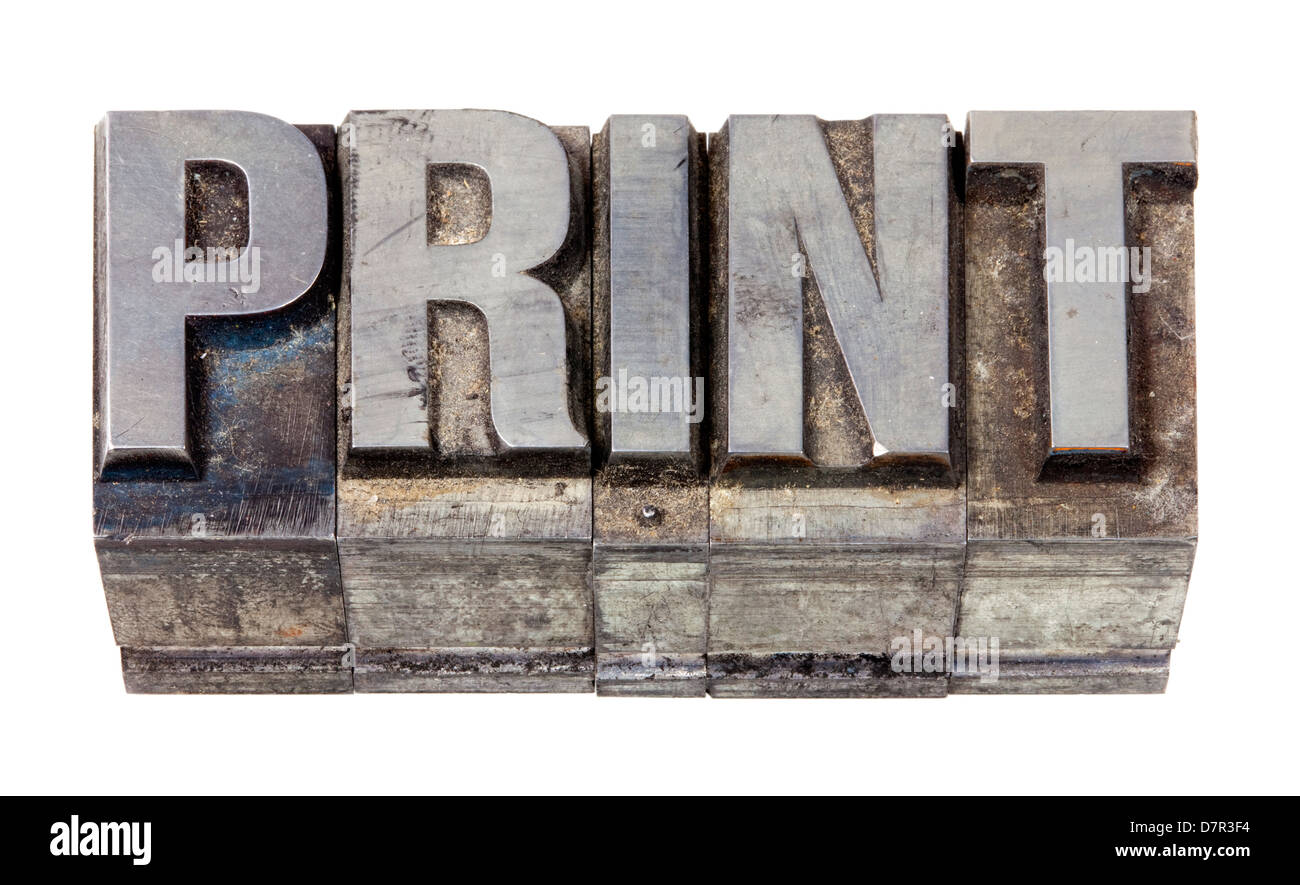 Metal printing setting, old letters made of lead for letterpress ...