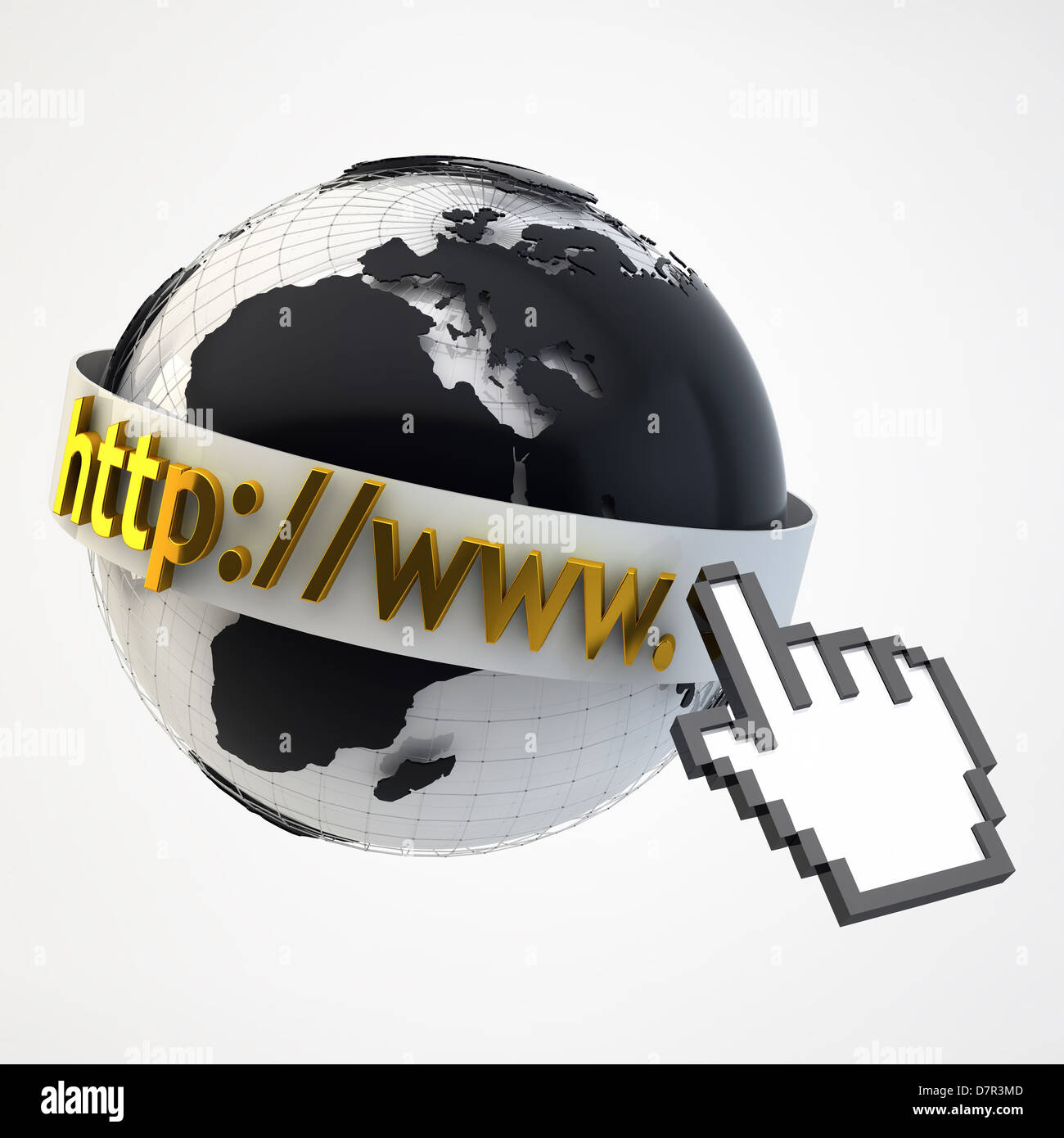 Internet Concept Illustration - Globe Coverered by Domain Bar Label ...