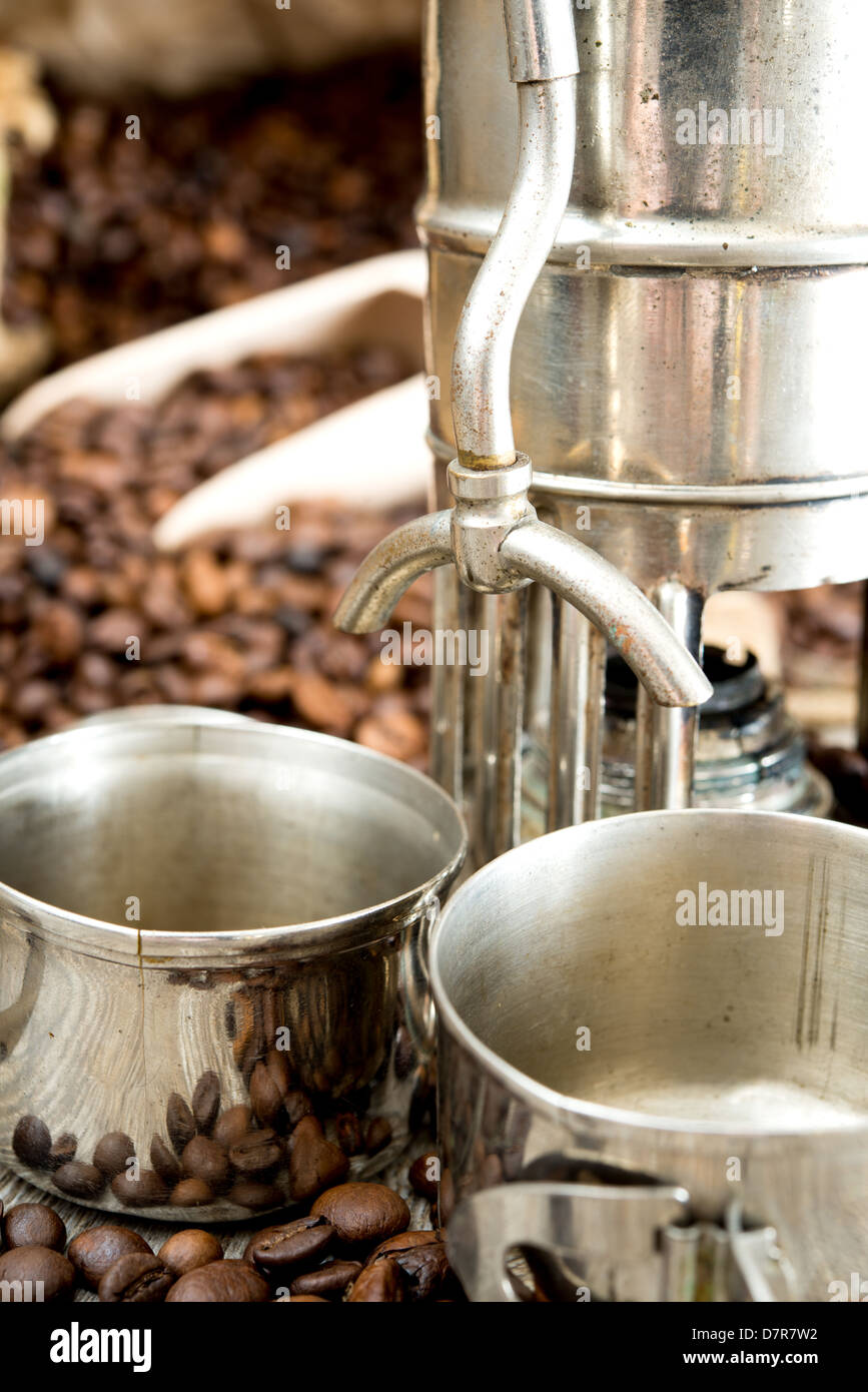 old coffee maker working portable to alcohol Stock Photo - Alamy