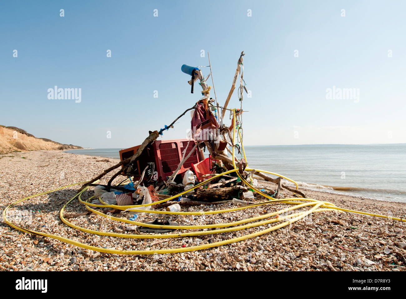 Flotsam and jetsam washed ashore on HillHead beach piled into a ...