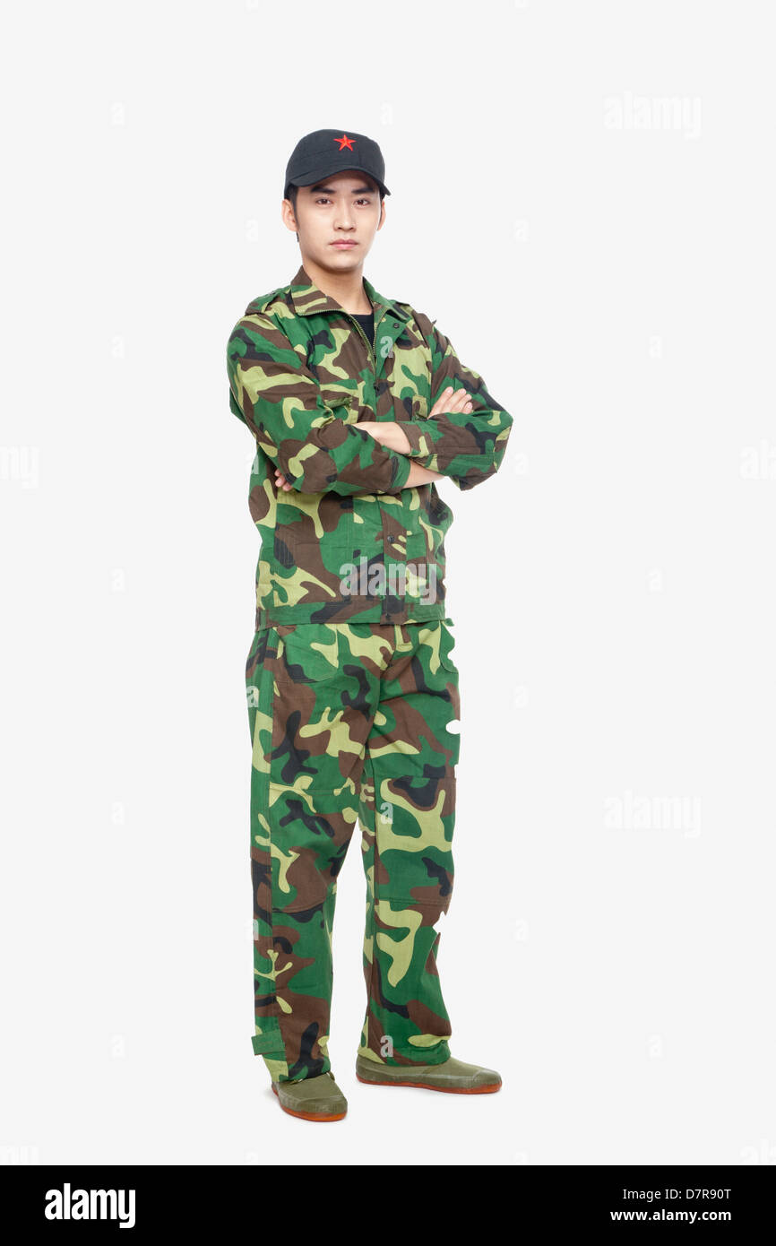 Portrait of Solider, China, Studio Shot Stock Photo - Alamy