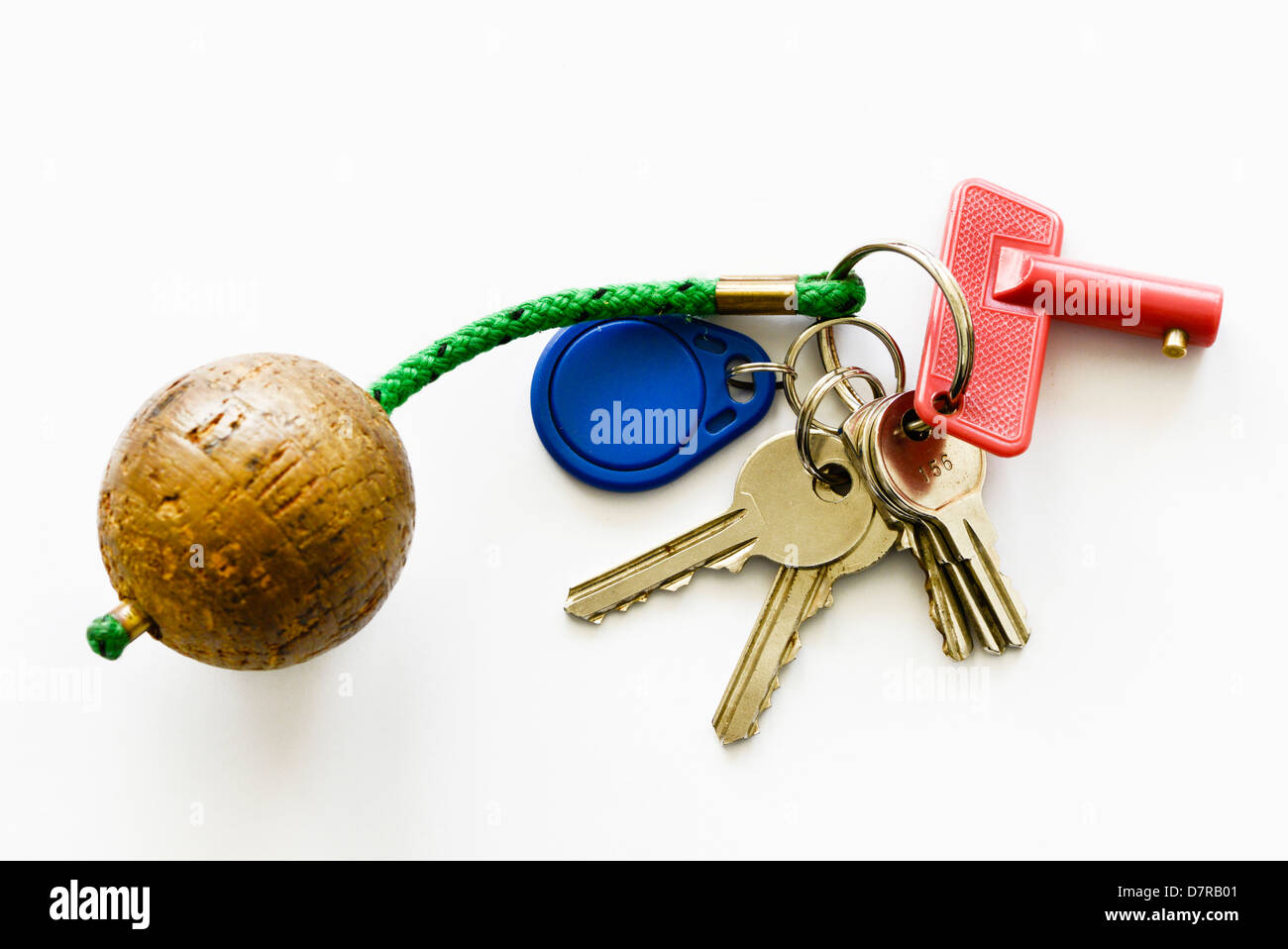 set of keys with cork fob for a boat Stock Photo - Alamy