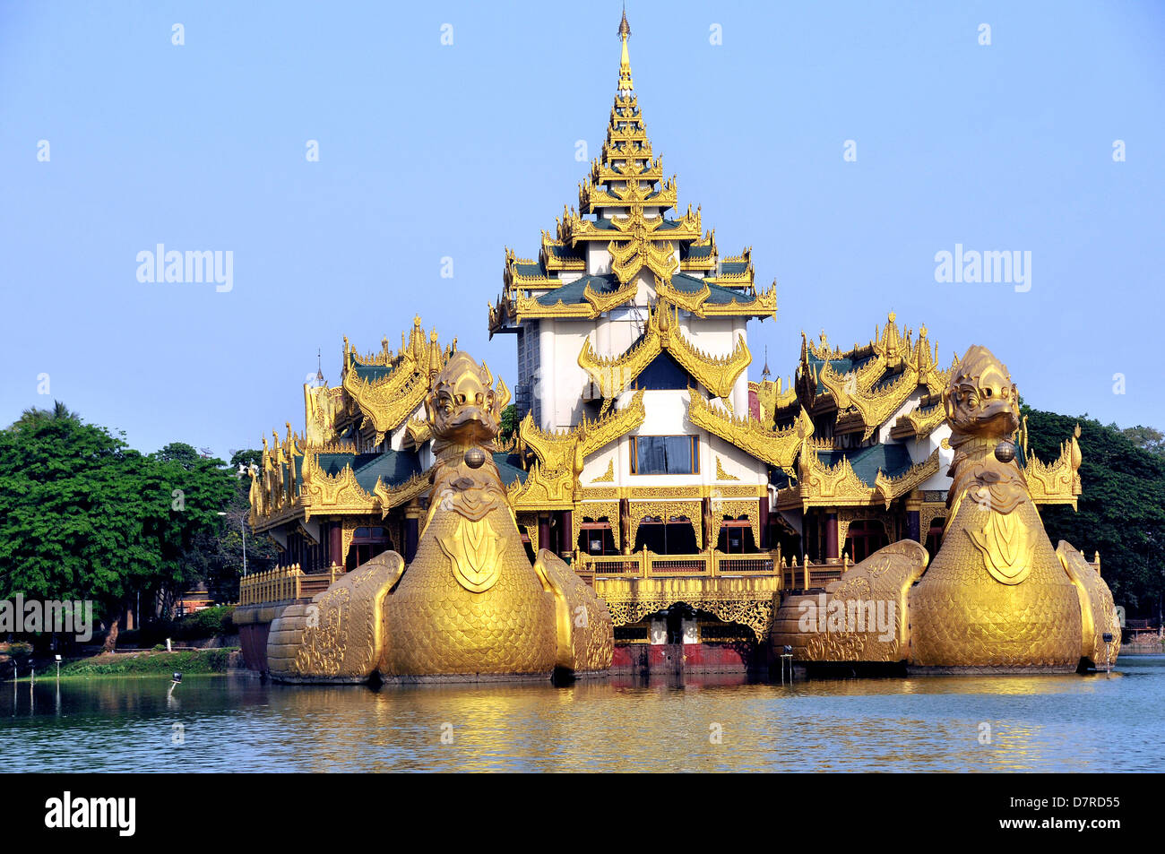 Karaweik barge Kandwagyi lake Yangon Myanmar Stock Photo - Alamy