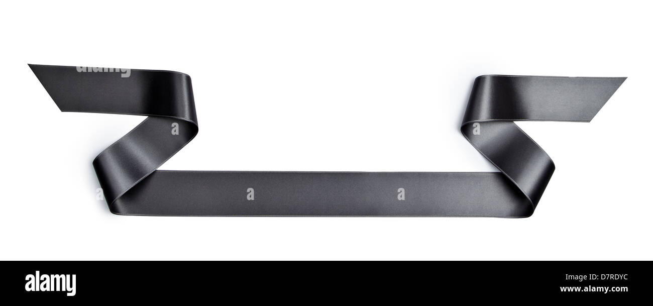 Black streamer ribbon on white background Stock Photo - Alamy