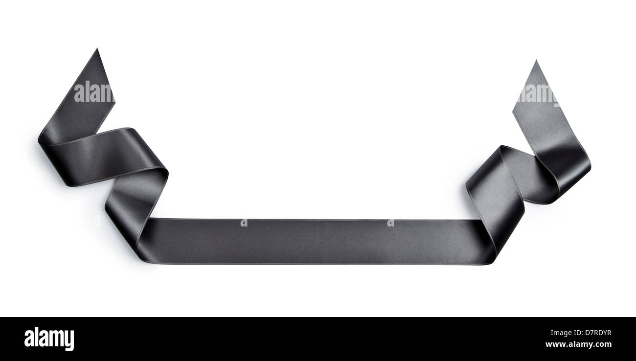 Black streamer ribbon on white background Stock Photo - Alamy