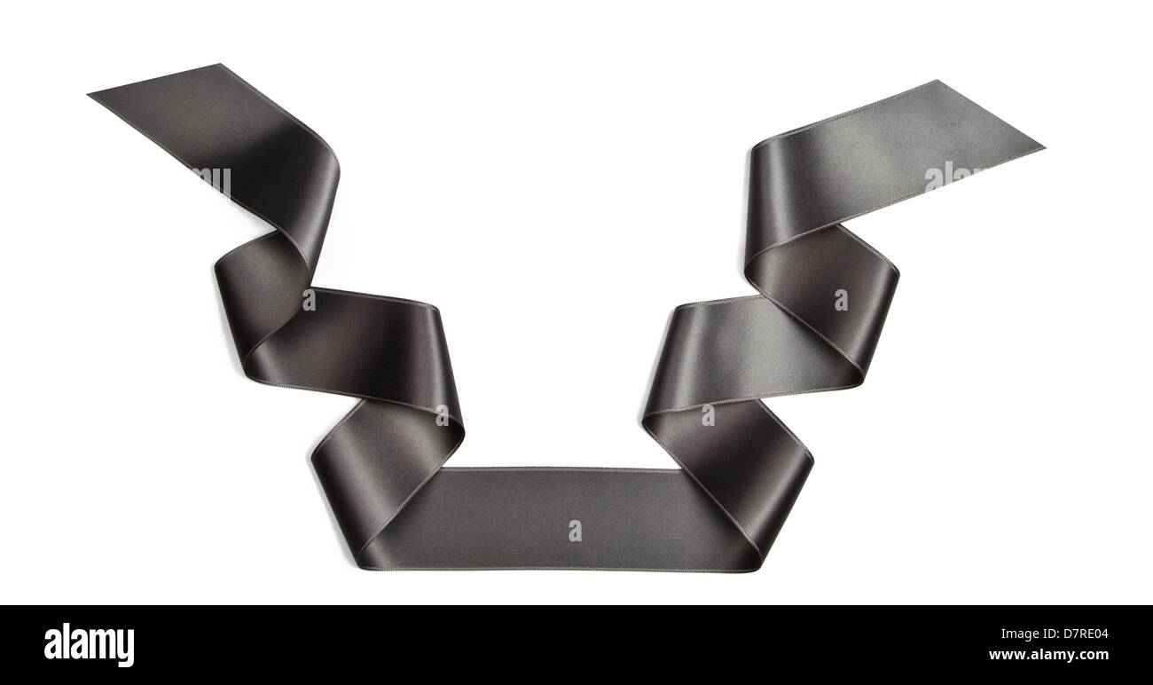 Black streamer ribbon on white background Stock Photo - Alamy