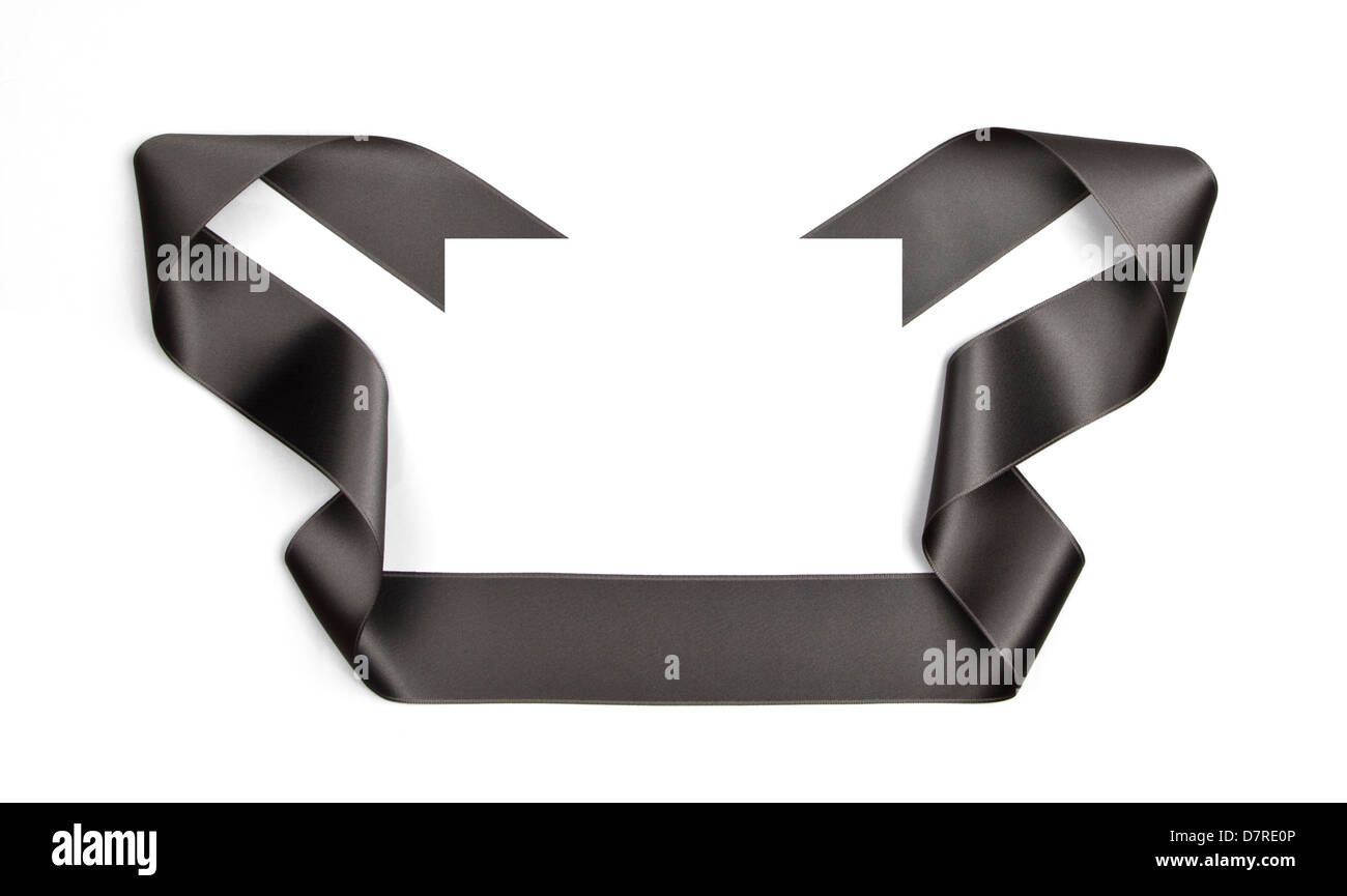 Black streamer ribbon on white background Stock Photo - Alamy