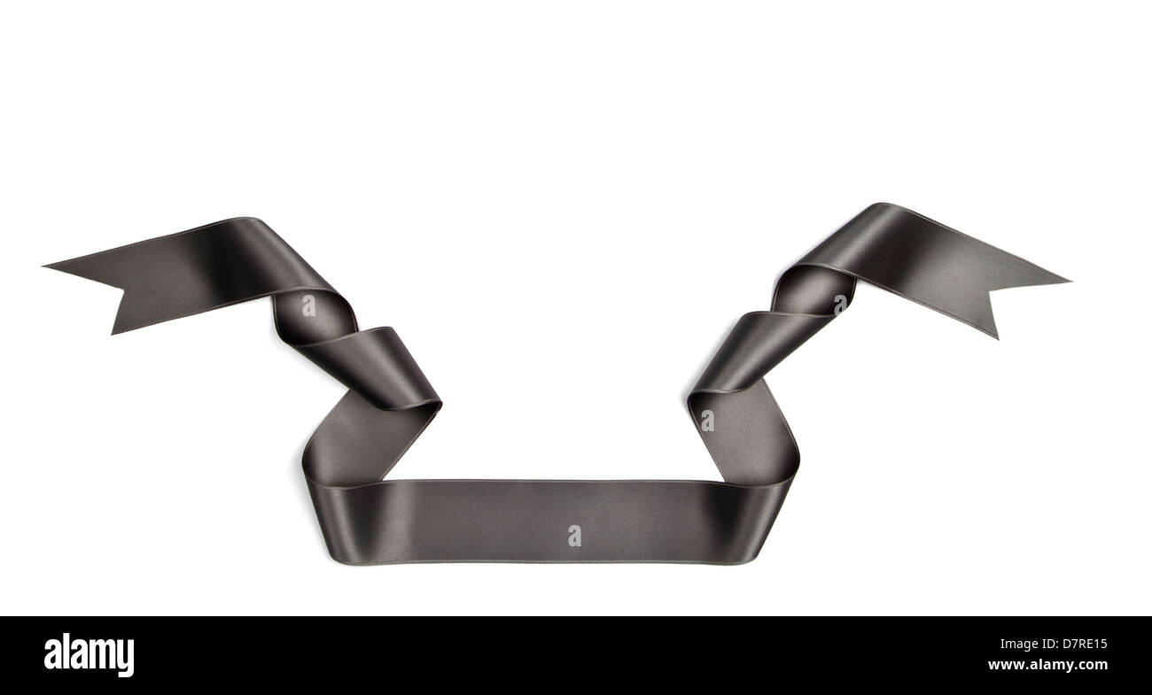 Black streamer ribbon on white background Stock Photo - Alamy