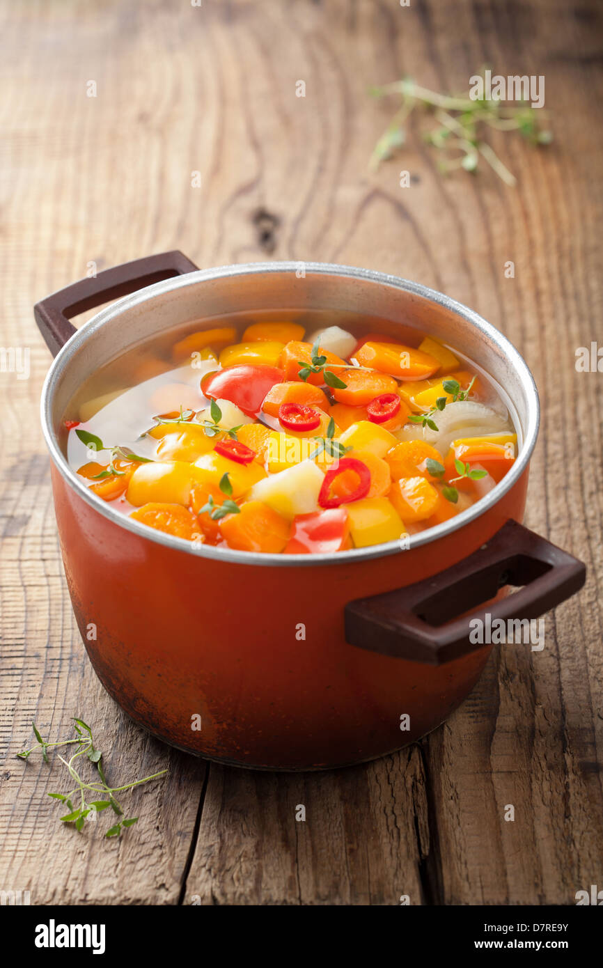 vegetable soup in pot Stock Photo - Alamy