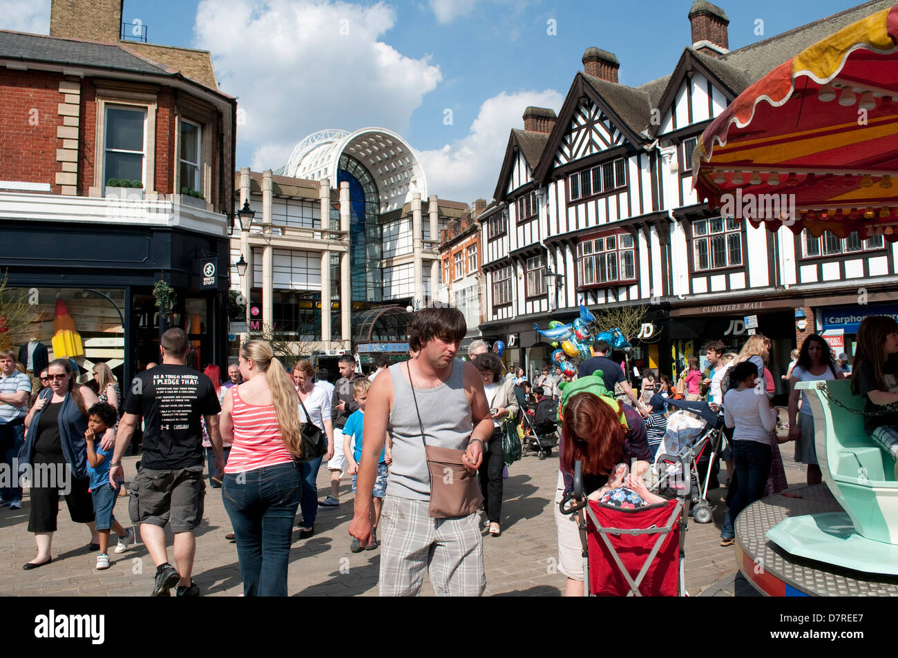 People in central Kingston during May Merrie festival, Kingston upon ...