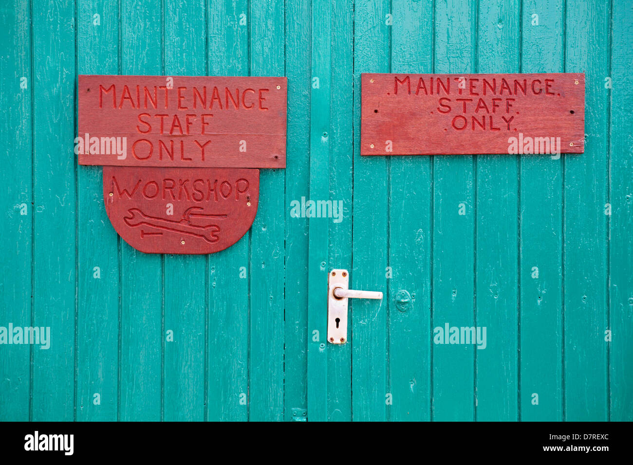 Workshop maintenance staff only sign hi-res stock photography and ...