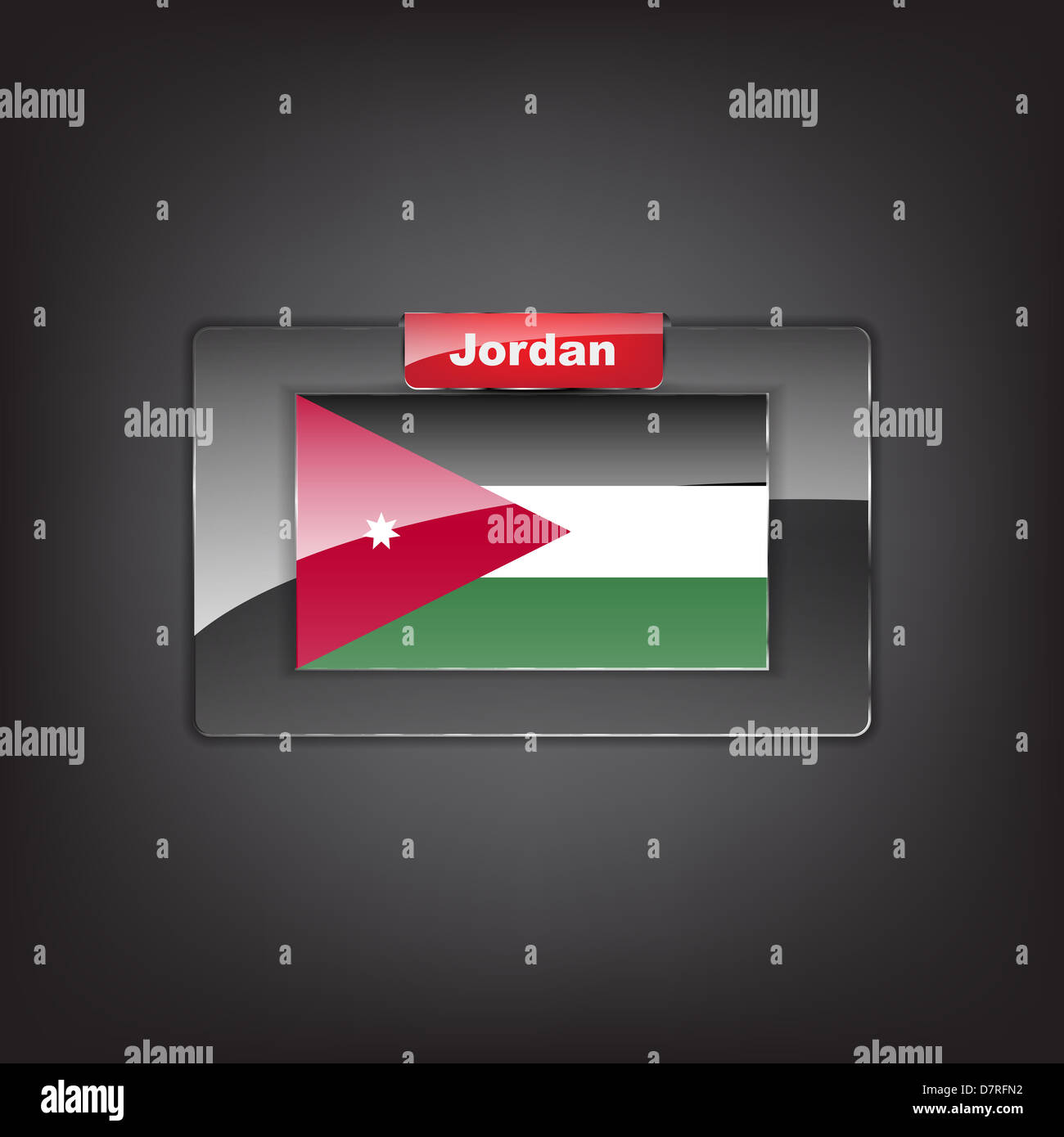 Glass button of the flag of Jordan with a red bow Stock Photo - Alamy