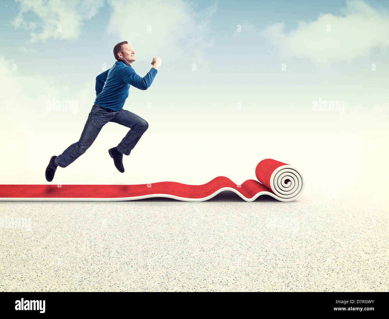 running man on 3d red carpet Stock Photo - Alamy