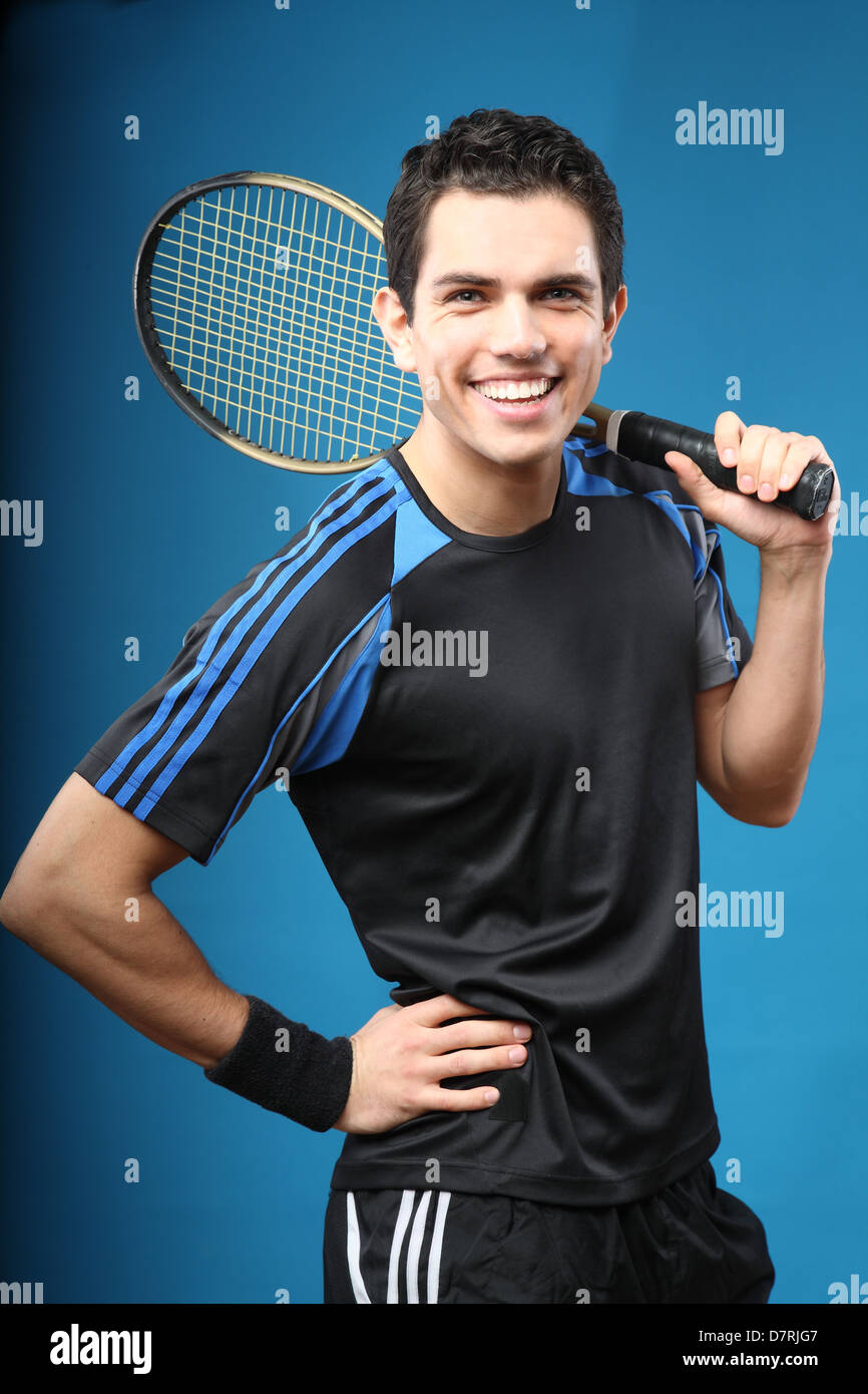 man with tennis racket Stock Photo - Alamy