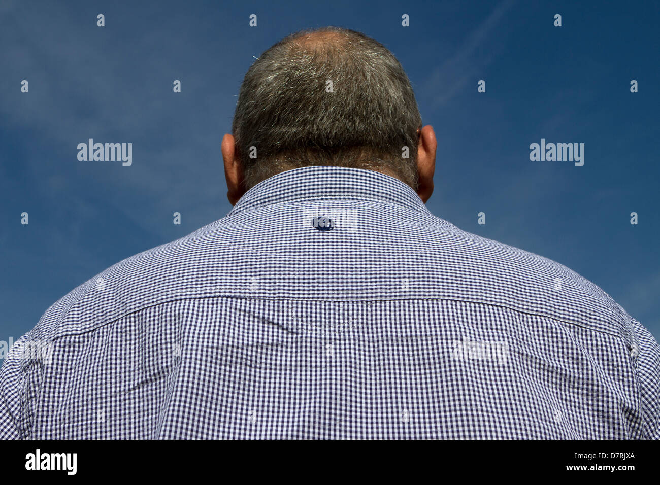 Fat man blue shirt hi-res stock photography and images - Alamy