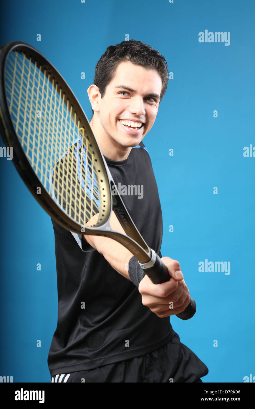 man with tennis racket Stock Photo - Alamy