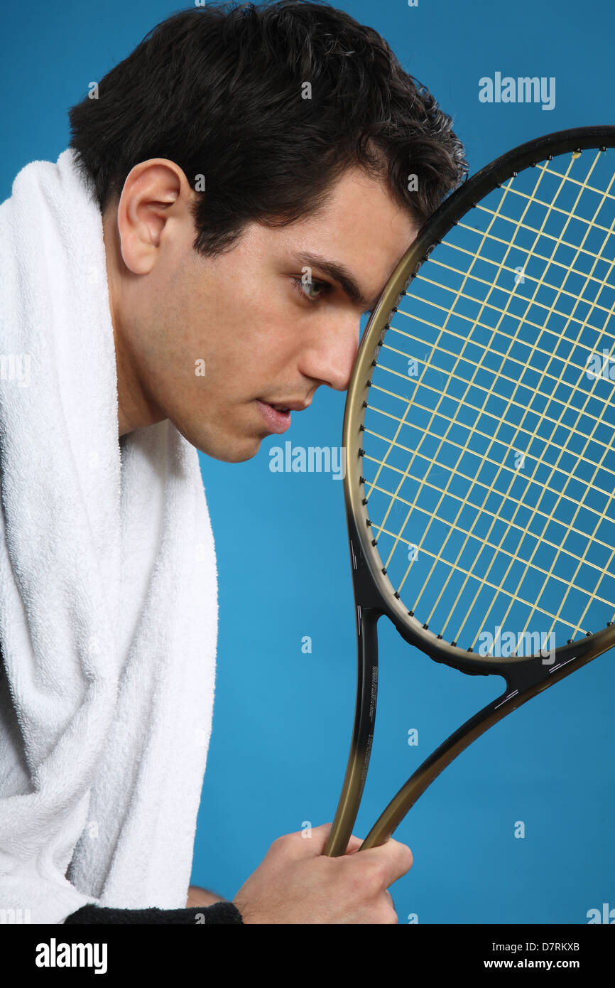 man with tennis racket Stock Photo - Alamy