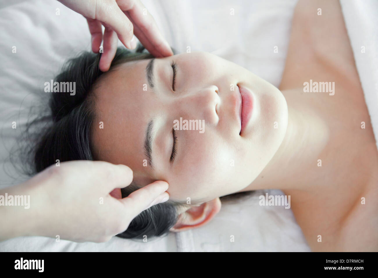 Woman Receiving Head Massage Stock Photo - Alamy