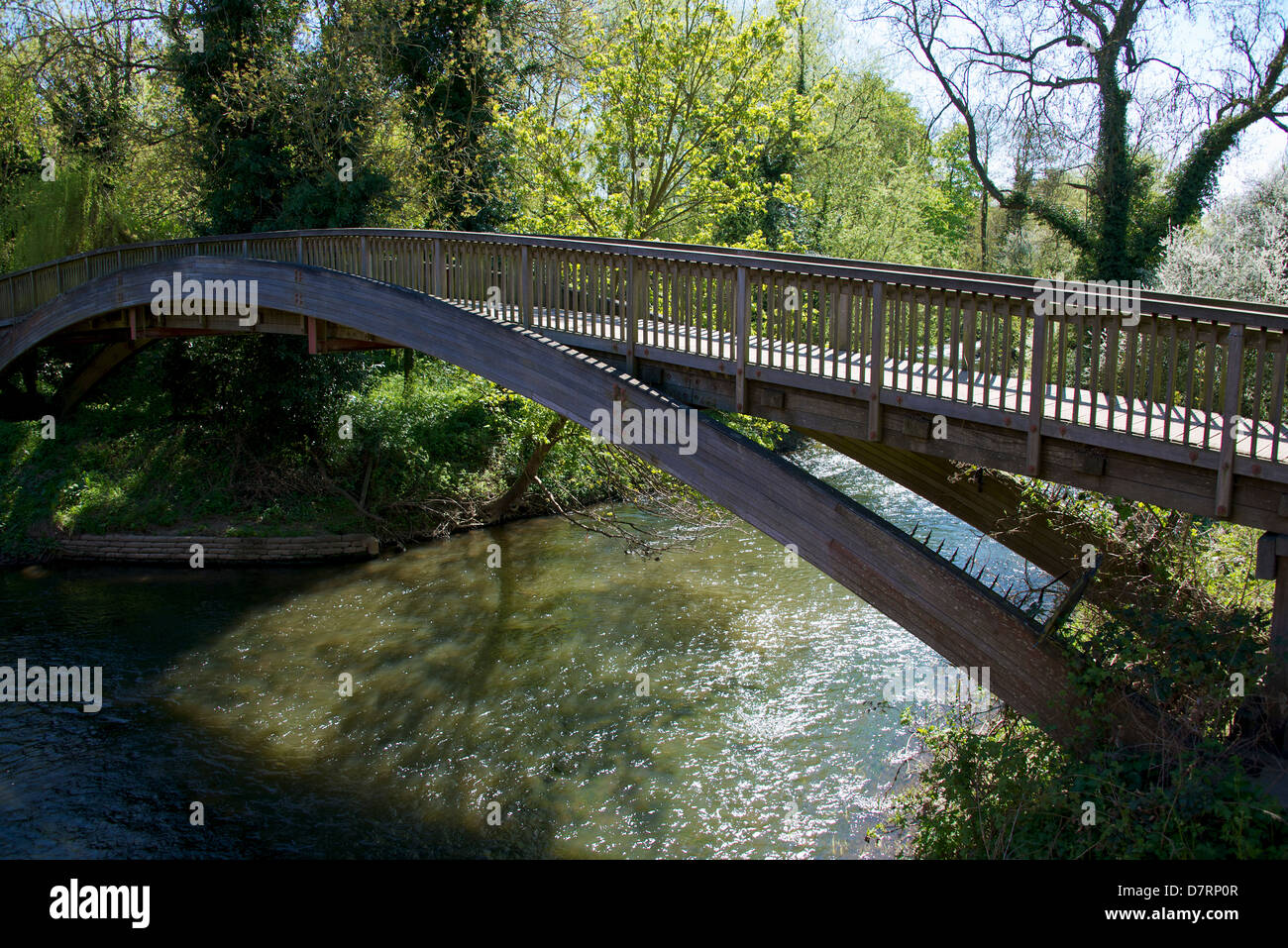 Wooden foot Bridge Over the River Mole at Brockham near Dorking in ...