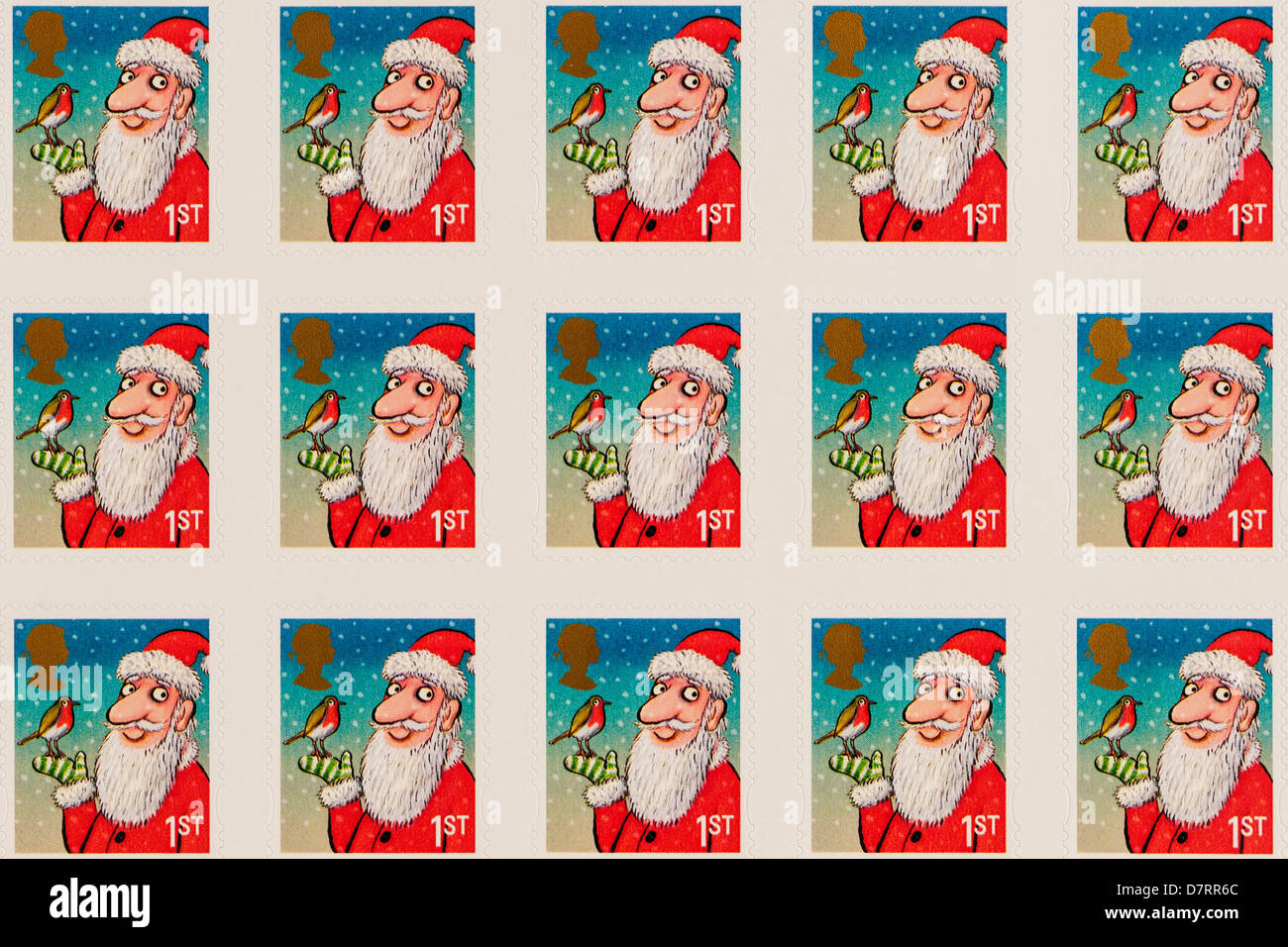 Festive Royal Mail christmas 1st class postage stamps Stock Photo - Alamy