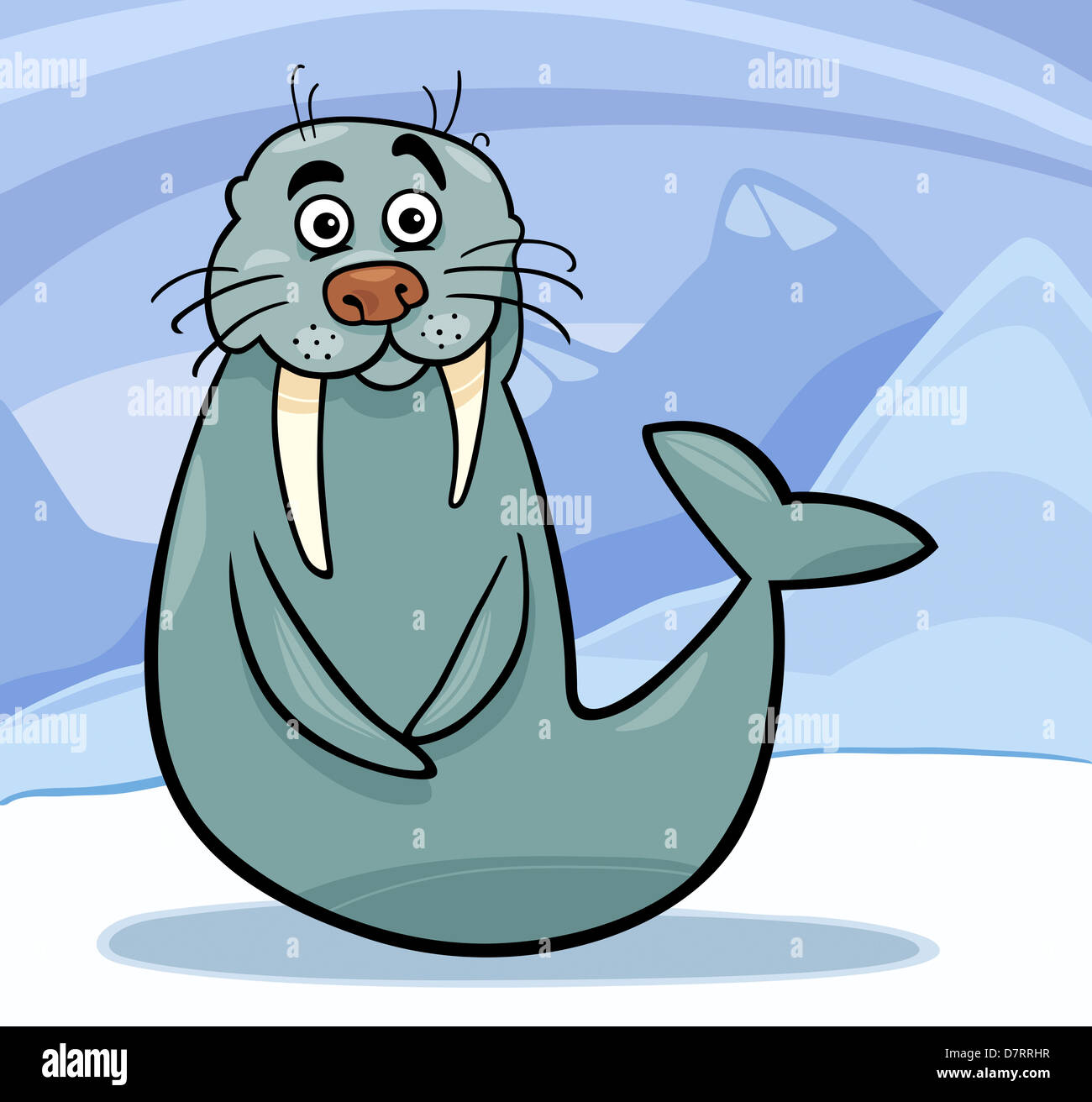 Cartoon Illustration of Funny Walrus Arctic Wild Animal Stock Photo - Alamy