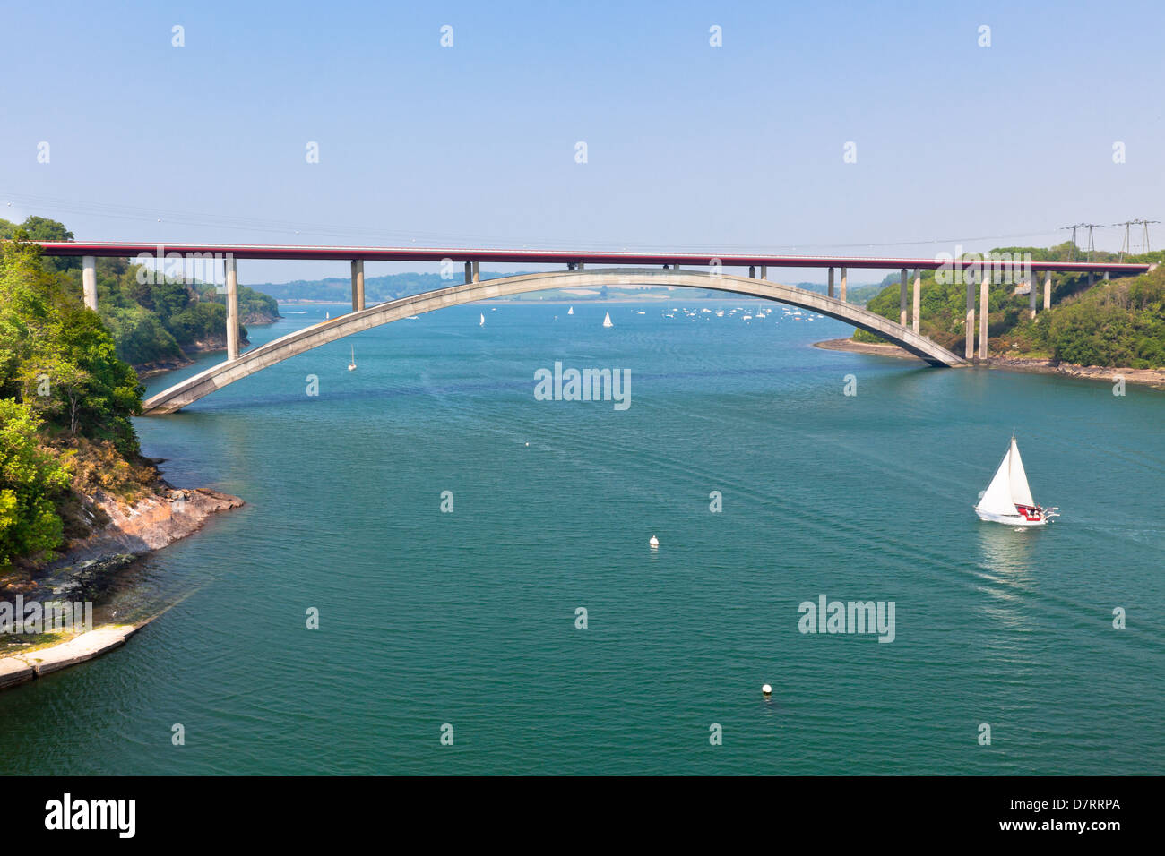 Concrete Bridge over Sea Bay. Horizontal shot Stock Photo - Alamy
