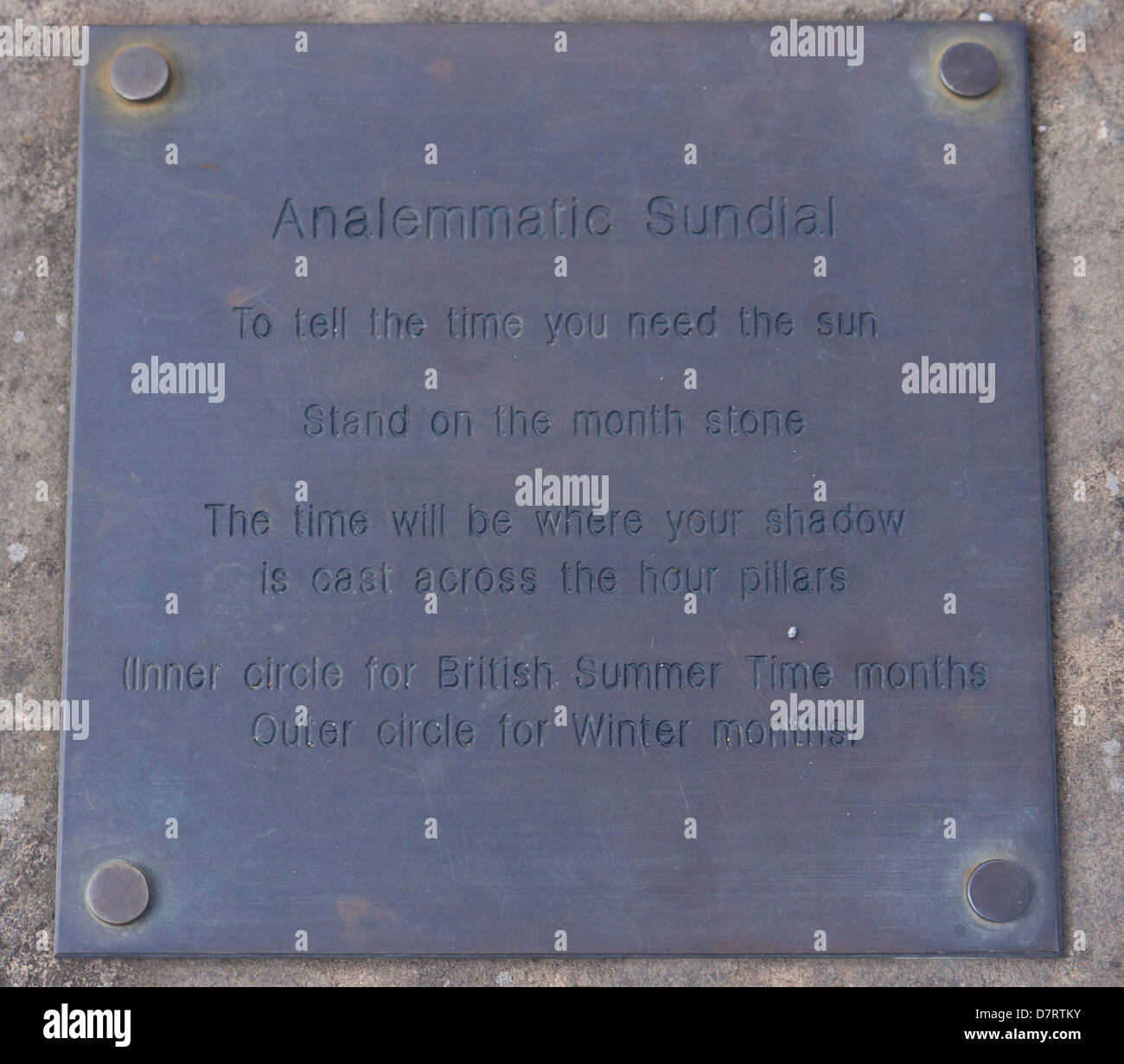 Plaque for Sundial in the Gardens at Port Sunlight Stock Photo - Alamy