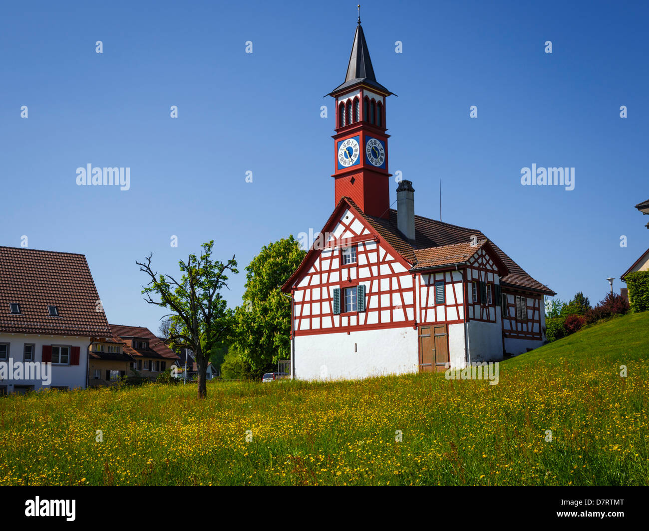 Old school house in Neerach, Canton of Zurich, Switzerland Stock Photo ...