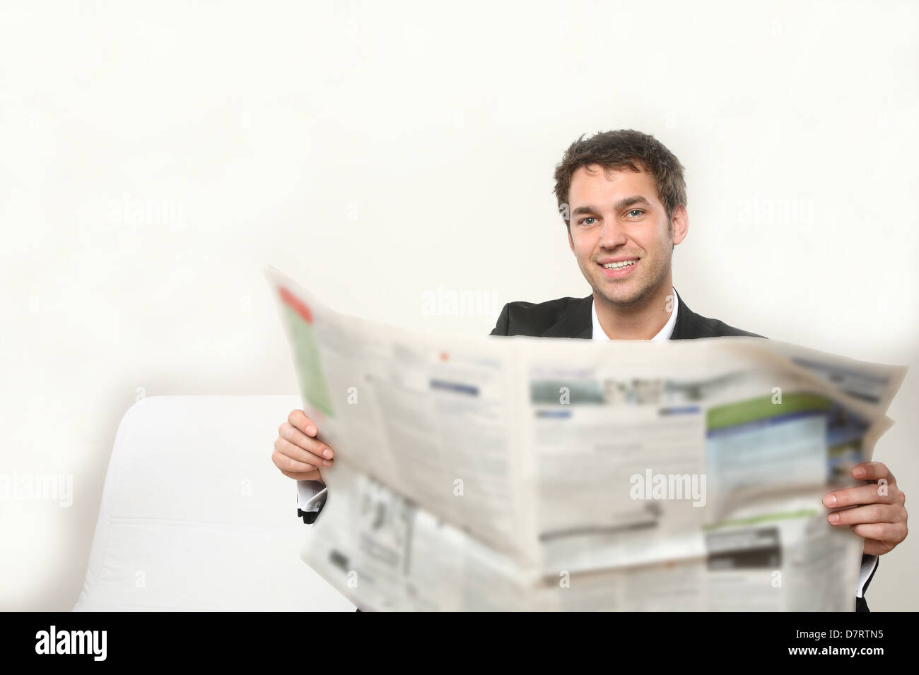 man reading newspaper Stock Photo - Alamy