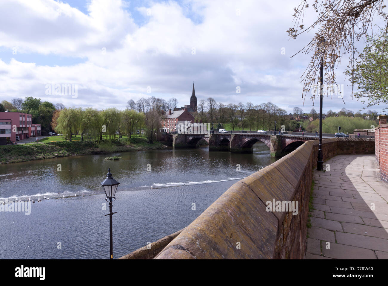 City walls along the river in Chster,Cheshire,England,UK Stock Photo ...