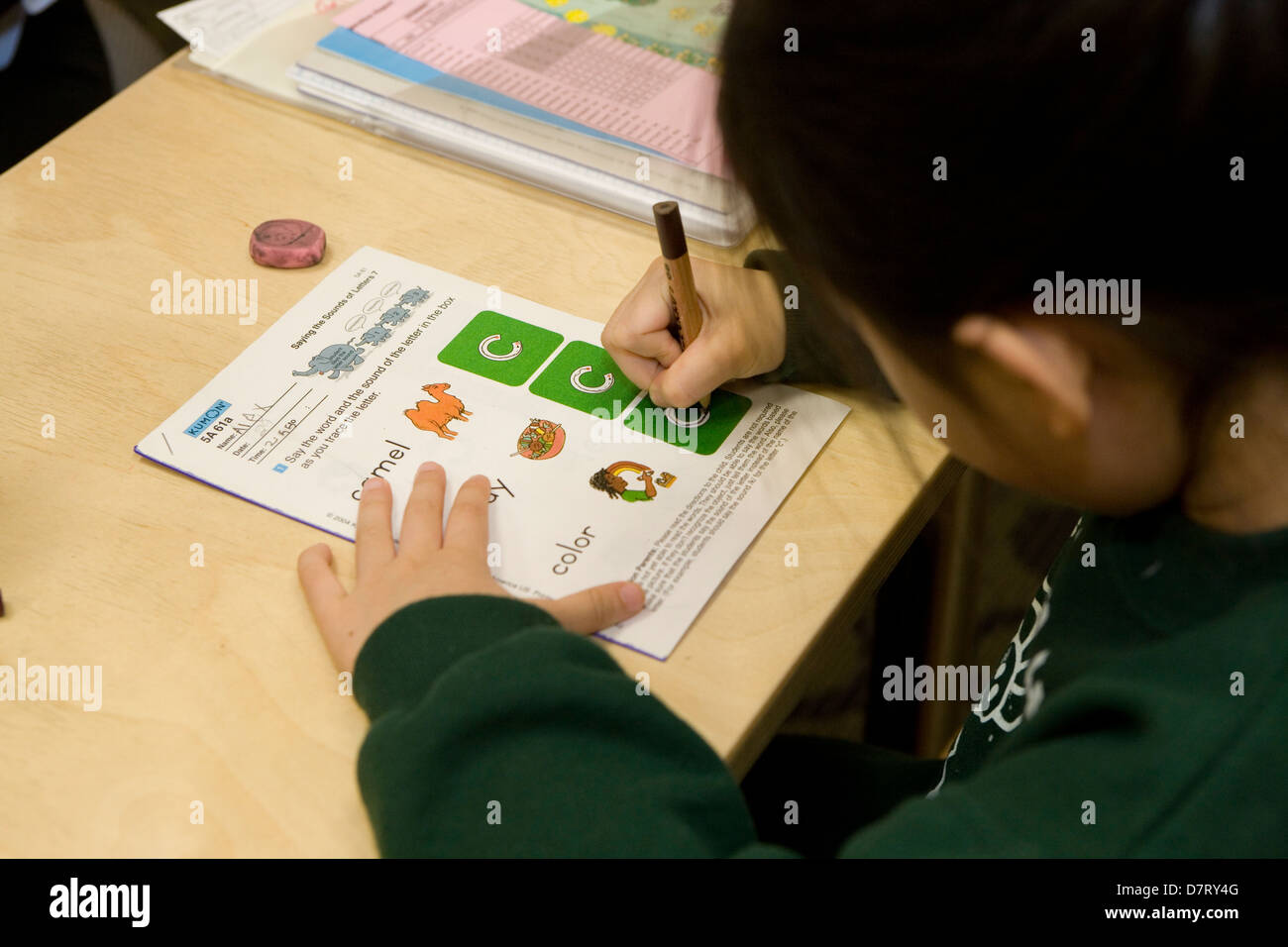 young student completes exercise Stock Photo - Alamy