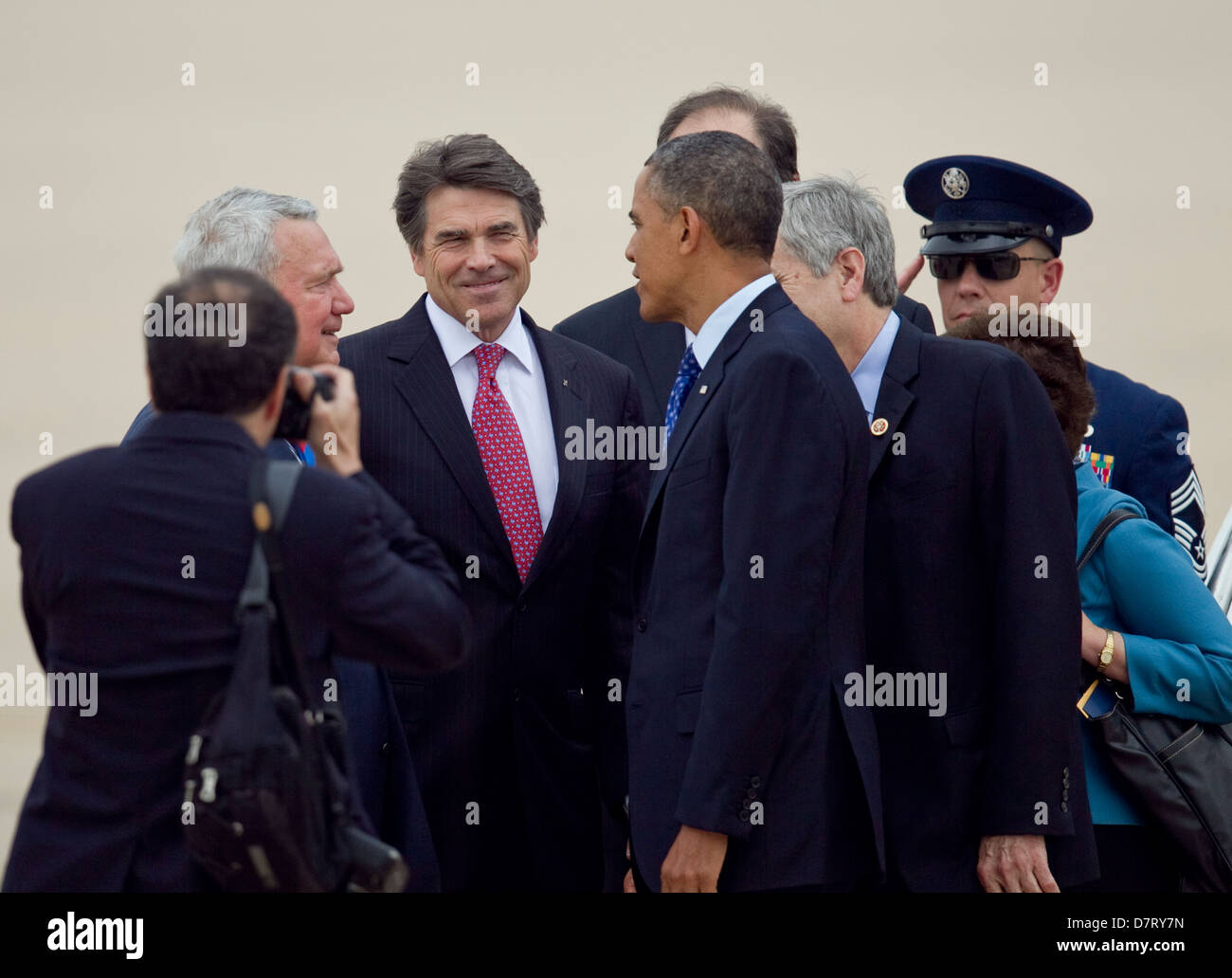 President of the United States, Barack Obama is greeted by various ...
