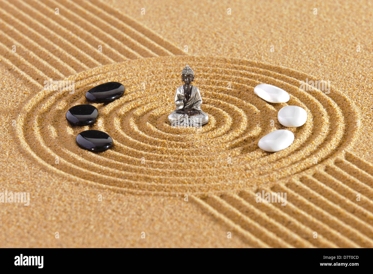 Japanese zen garden with sand and stones Stock Photo - Alamy