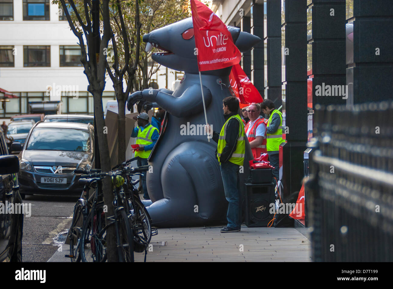 London, UK. 13th May, 2013. An enormous rat symbolises the use of ...