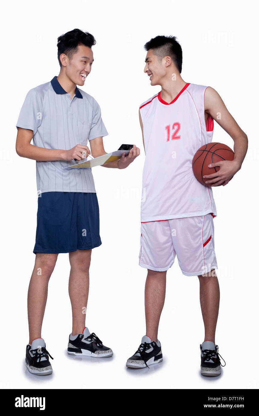 Basketball Player and Coach Stock Photo - Alamy