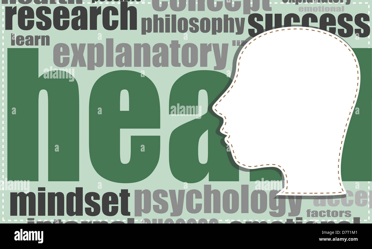 Positive thinking info-text graphics and arrangement with human head ...
