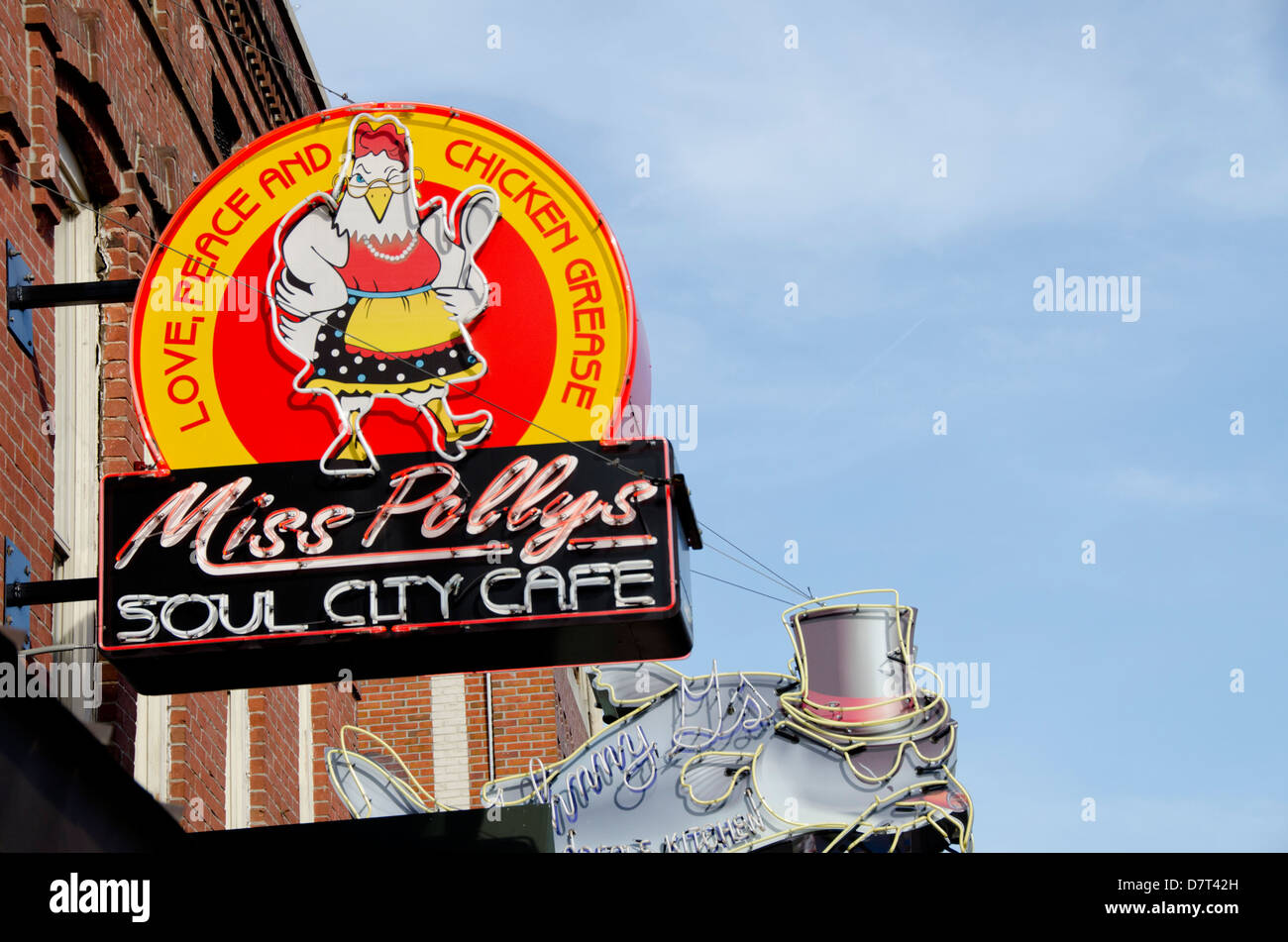 Tennessee, Memphis. Famous Beale Street. Miss Polly's Soul City Cafe ...