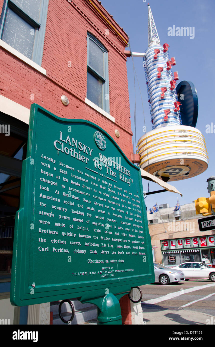 Tennessee, Memphis, Beale Street. Lansky Brothers Clothier to the King ...