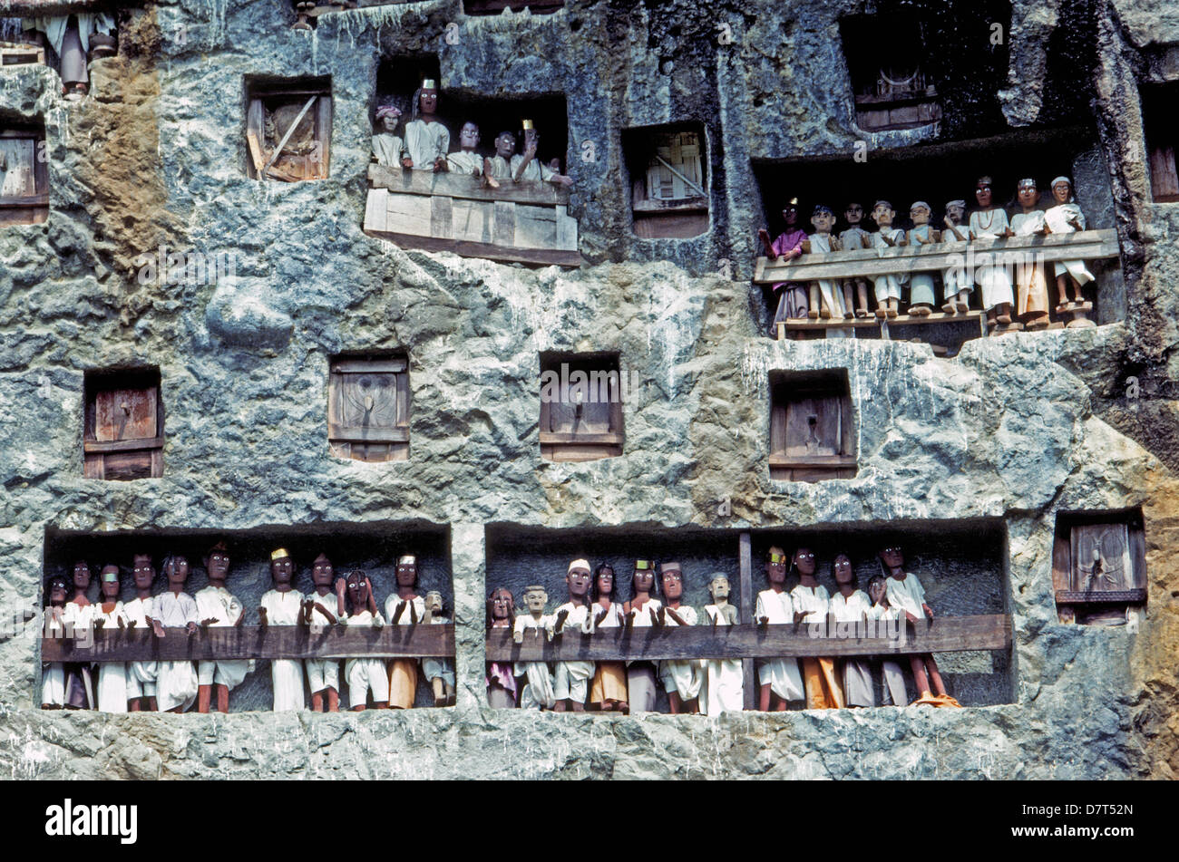 Wooden effigies of the dead, called tau-tau, protect burial sites ...